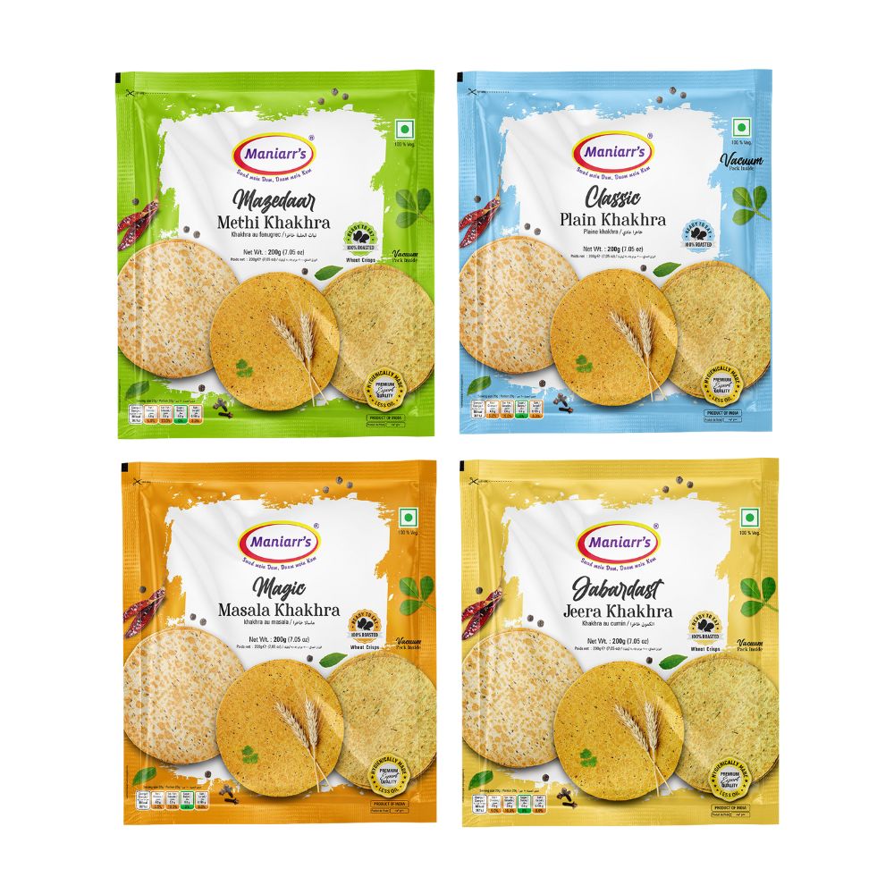 Jain Khakhra Wheat Chips 4 Flavours – Maniarrs